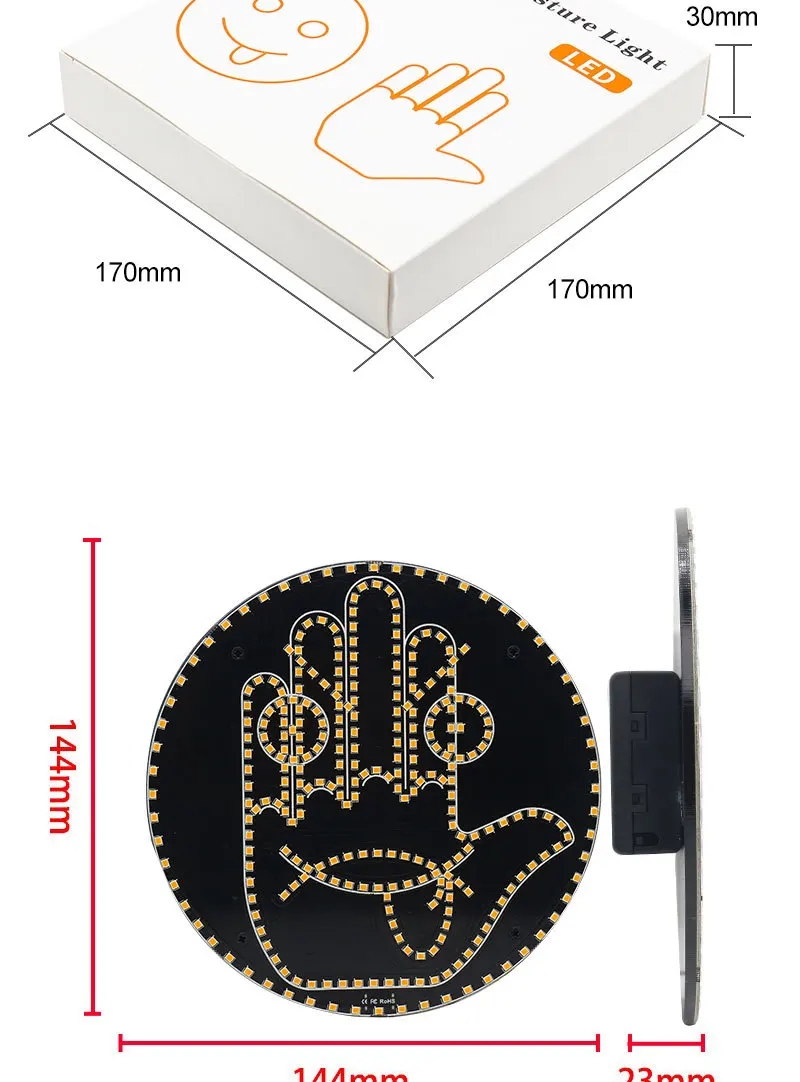 Car Finger Expression Light Remote Control LED Lighting Gesture Light ...