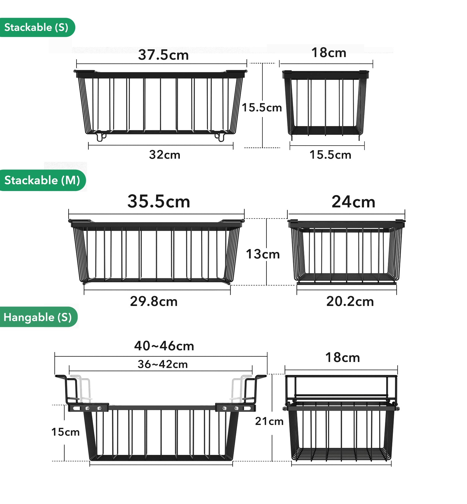 iSPECLE 4/8 Packs Stackable Chest Freezer Basket Organizer Fridge ...