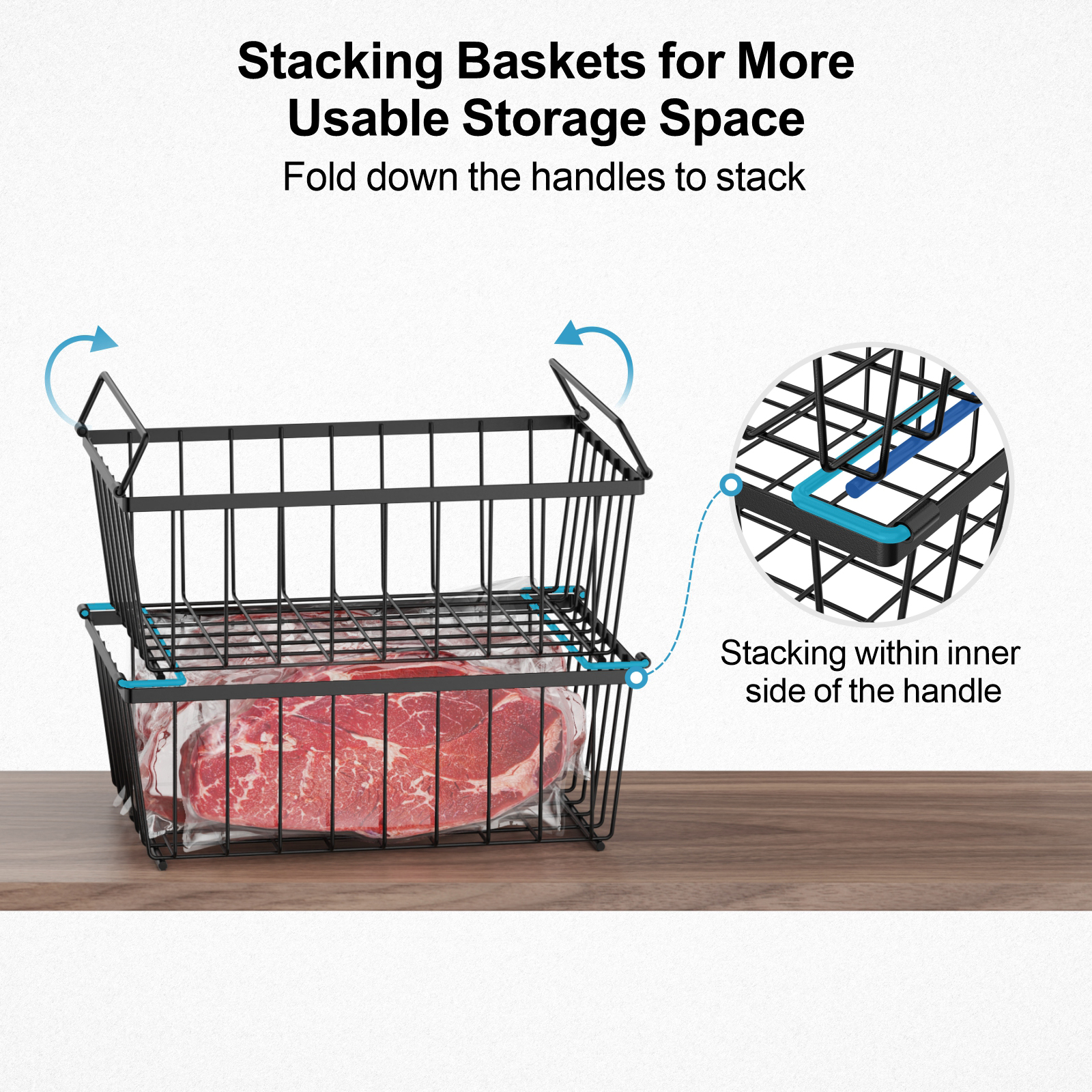 iSPECLE 4/8 Packs Stackable Chest Freezer Basket Organizer Fridge ...