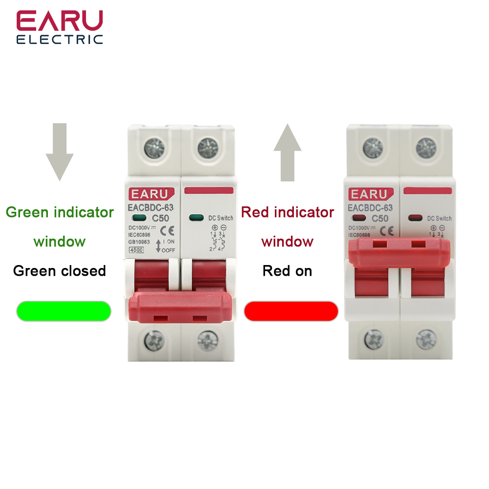 2P DC 1000V MCB Solar Mini Circuit Breaker Overload Protection Switch ...
