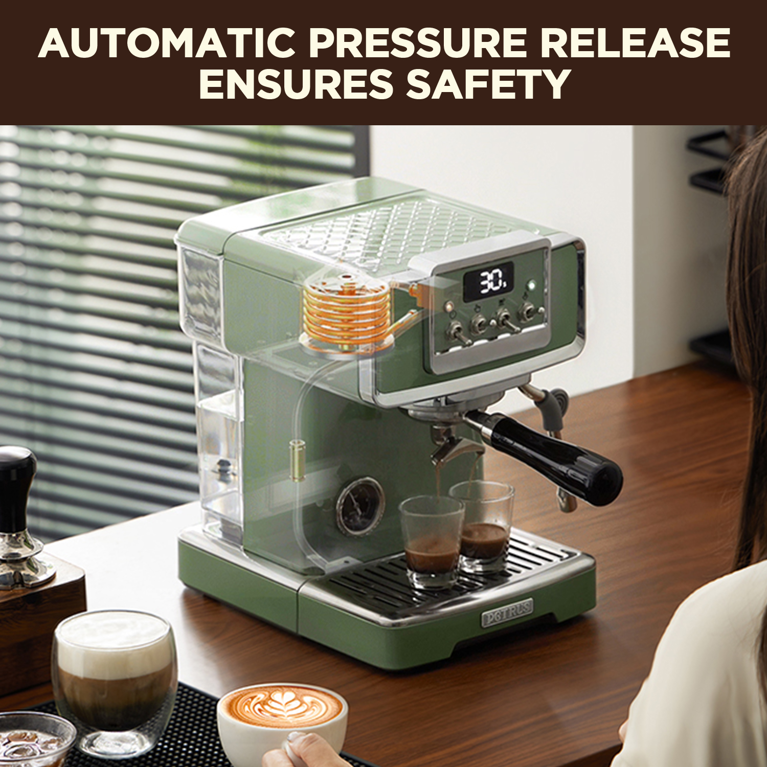 Petrus Espresso Coffee Machine 58mm/15 Bar Espresso Maker with Milk ...