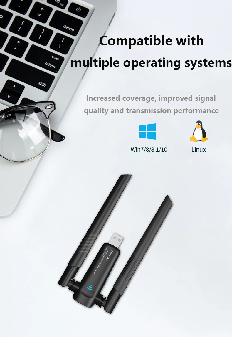 1800Mbps WiFi 6 USB Adapter 5G/2.4GHz USB3.0 Wi-fi Dongle Wireless 802.11ax Network Card High ...