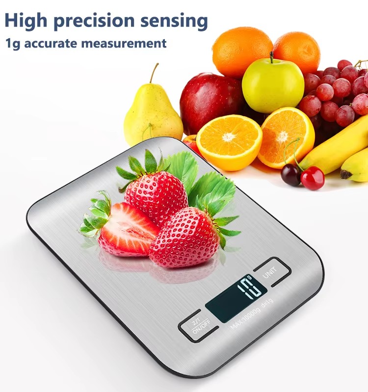 Kitchen Stainless Steel Scales Accurate Digital Scale 10kgX1g Measuring Ingredients Food Portion ...