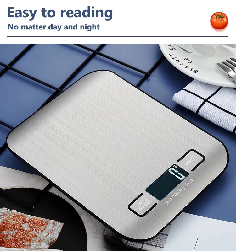 Kitchen Stainless Steel Scales Accurate Digital Scale 10kgX1g Measuring Ingredients Food Portion ...