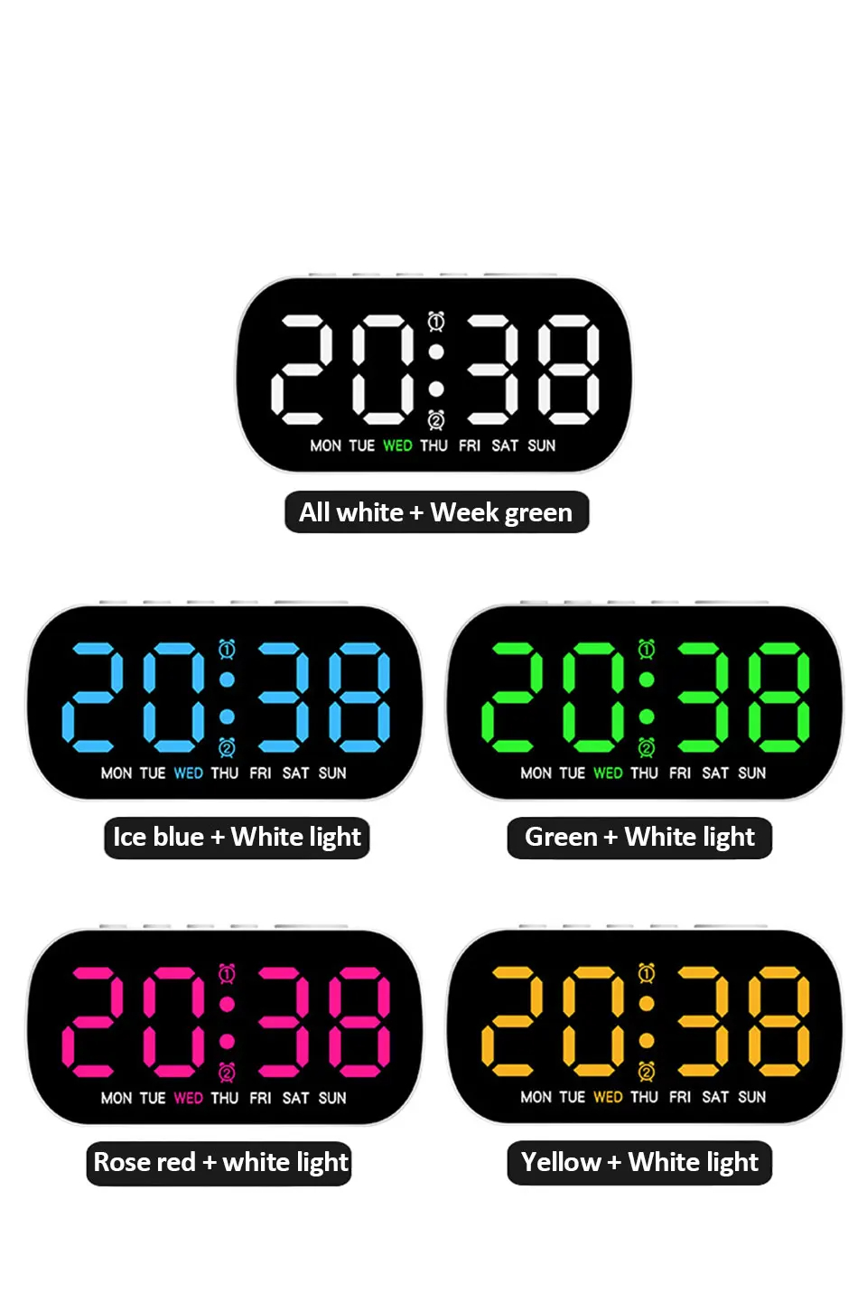 Desktop Digital Alarm Clock Multi-functional LED Digital Alarm Clock 12 ...