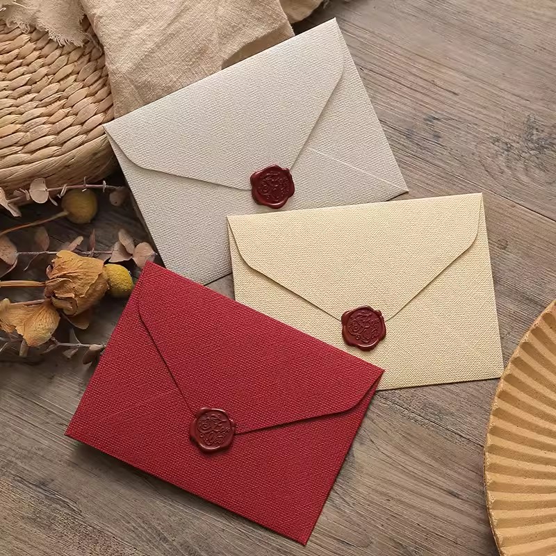 Vintage Linen Envelopes Retro Textured Envelope Stamp Seal Stickers ...