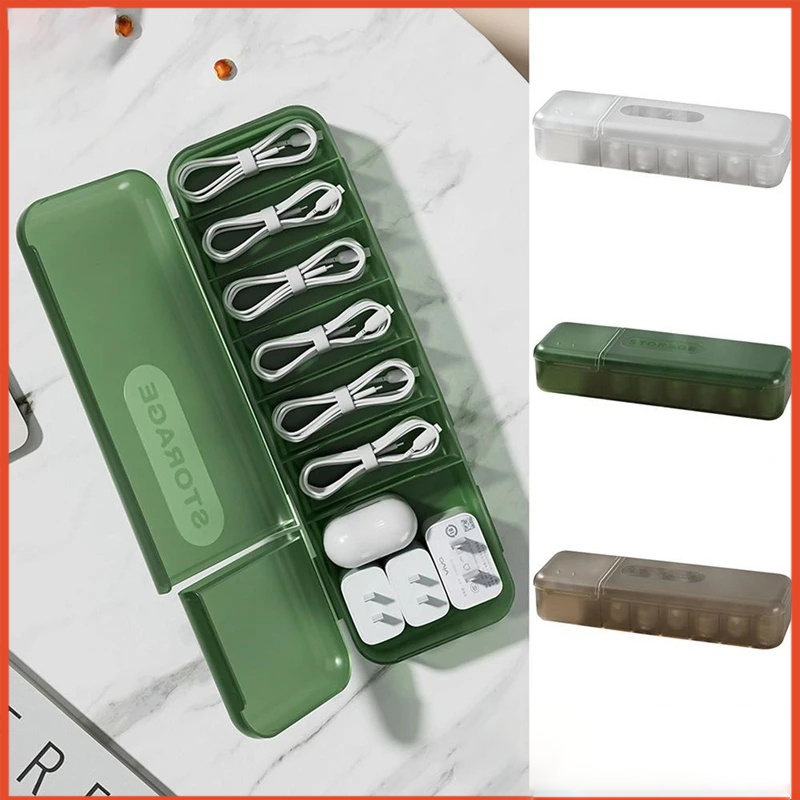 Desktop Data Cable Storage Box with Lid Cable Organizer Power Charging ...
