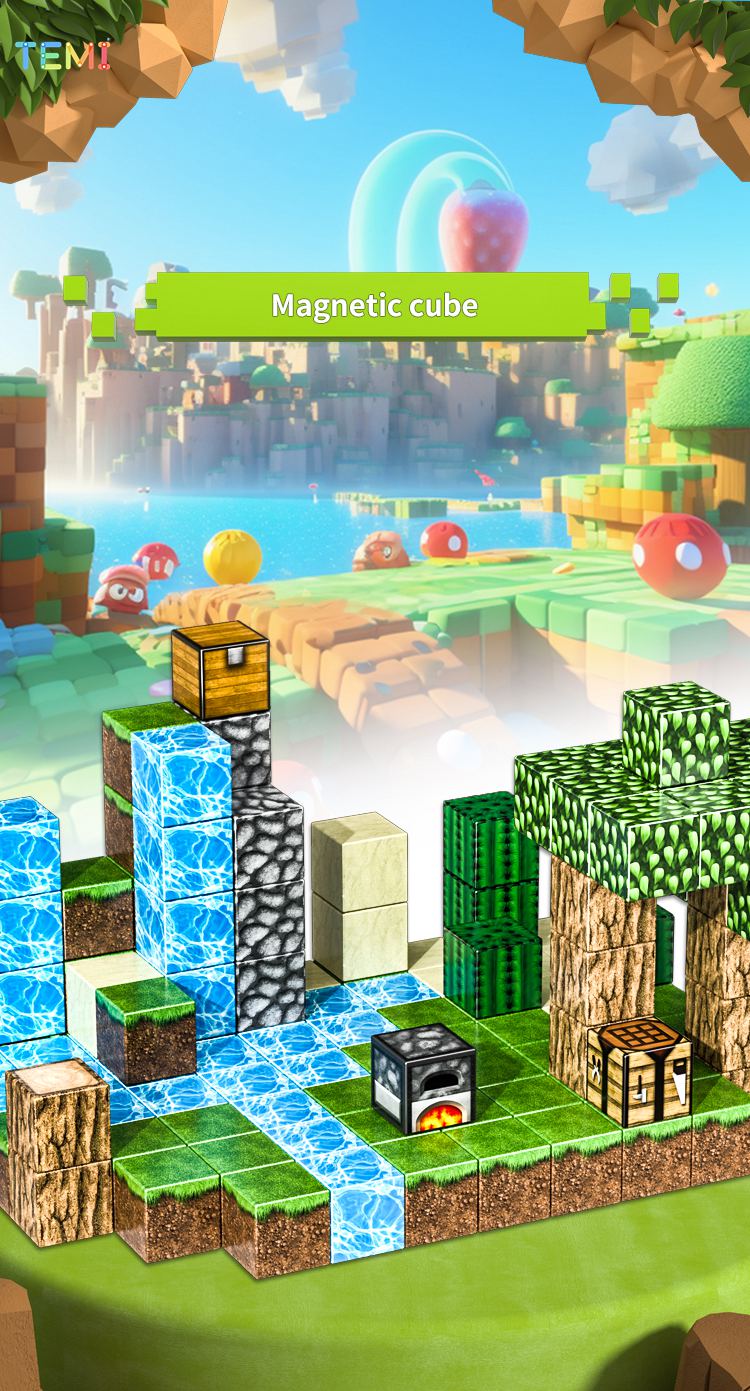 128pcs Minecraft DIY Magnet Toy Mine Assembling Magnetic Cube Building ...