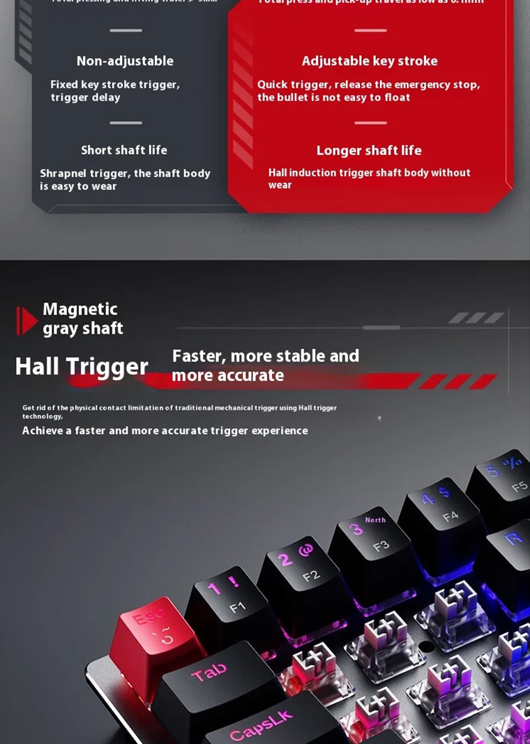 MACHENIKE K500-M61 wired magnetic axis gaming keyboard 8K return rate full key hot swappable RGB ...