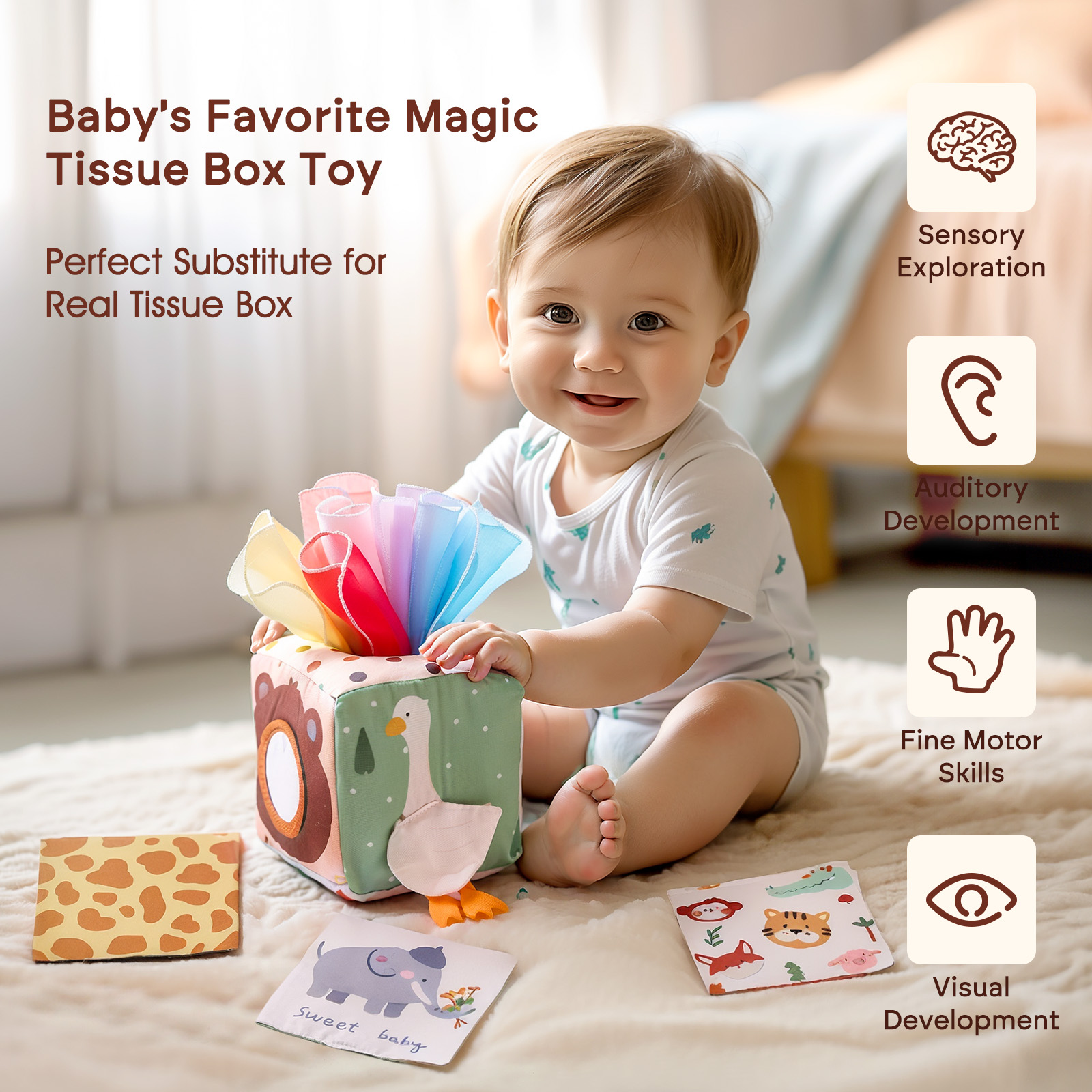 Baby Montessori Toy Magic Tissue Box Educational Learning Activity ...