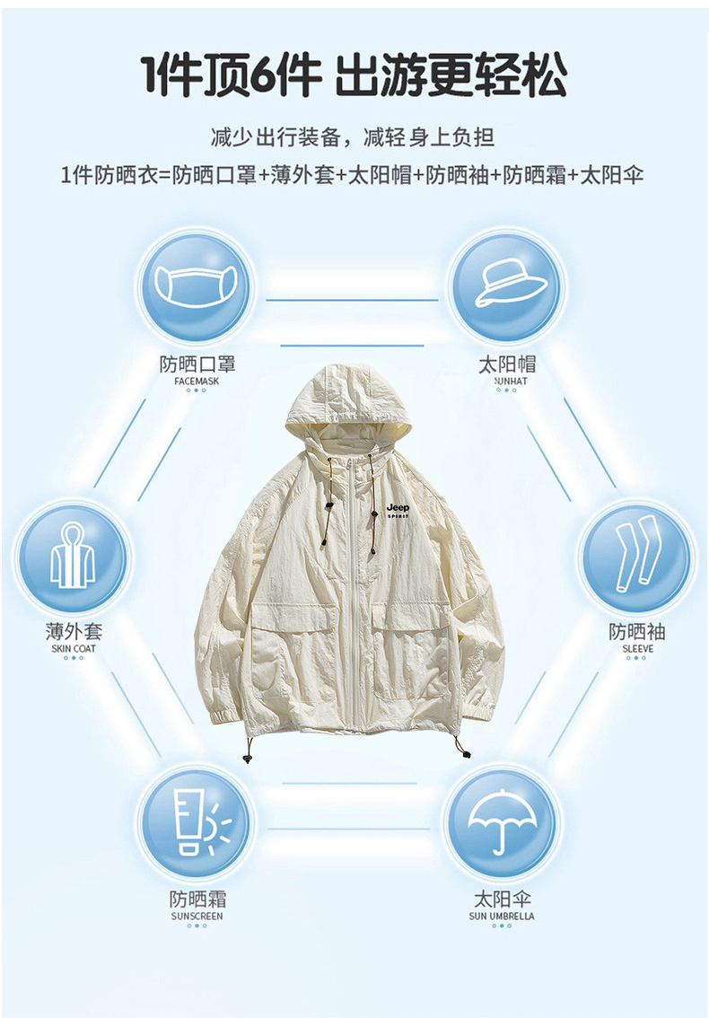 JEEP SPIRIT 1941 ESTD Quick Dry Sun Protection Summer Hooded Jacket ...