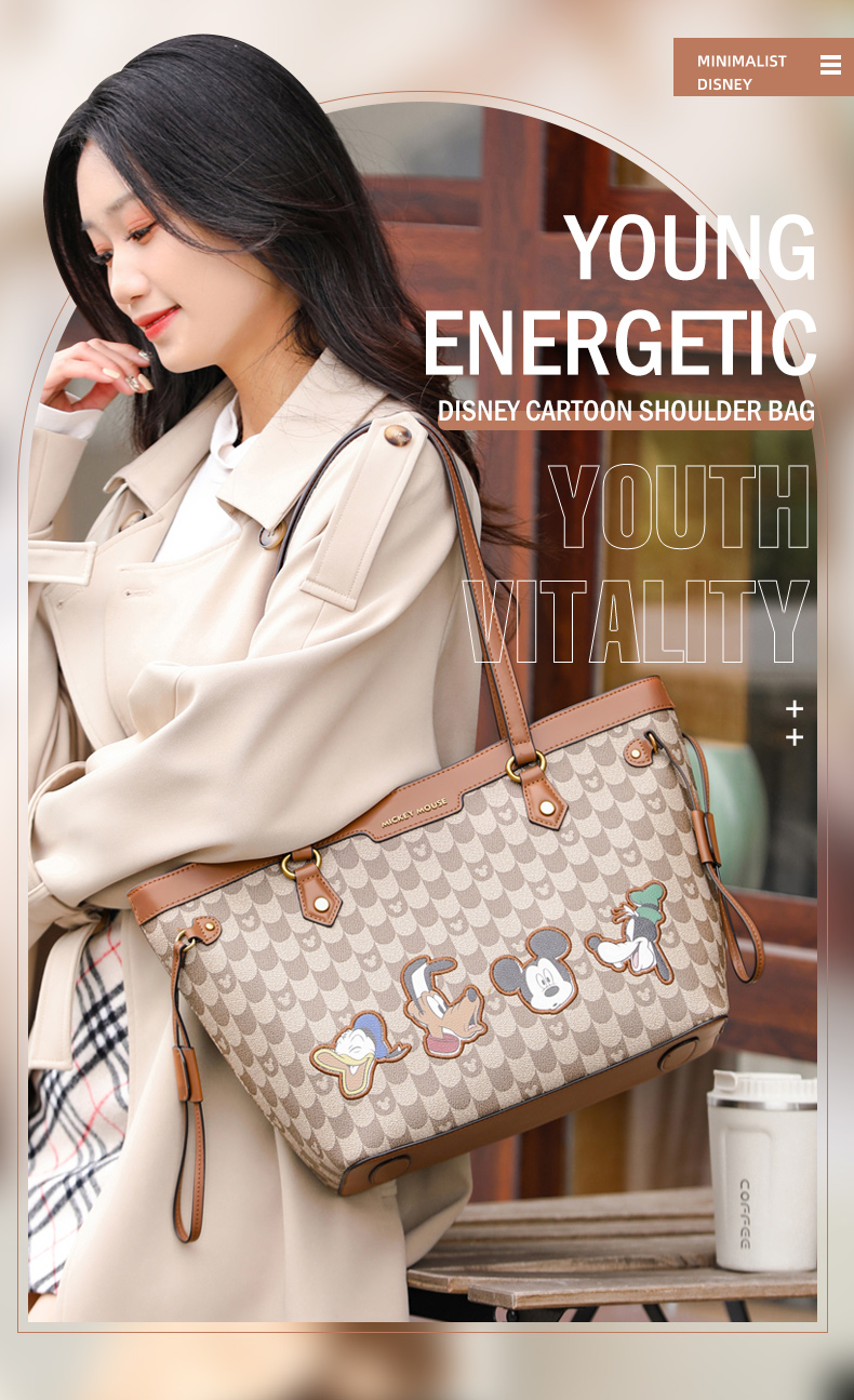 Disney Official Authentic mickey Series Large-Capacity Ladies Tote Bag Fashion Trend Shopping ...