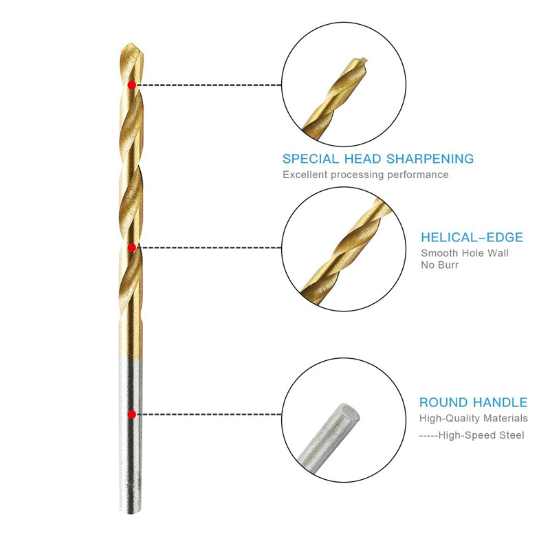 Titanium Coated Drill Bits Set - 50pcs Mini Twist Bits for Wood and ...