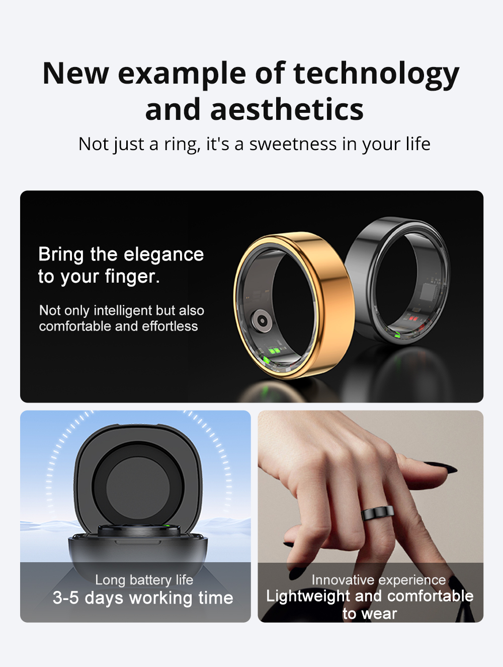 COLMI R02 smart ring sleep heart rate exercise monitoring IP68 & 3ATM ...