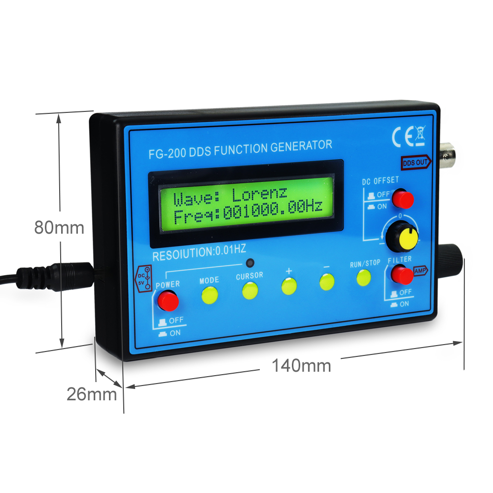 FG-200 DDS Function Signal Generator Frequency Counter 0.01Hz - 500KHz ...