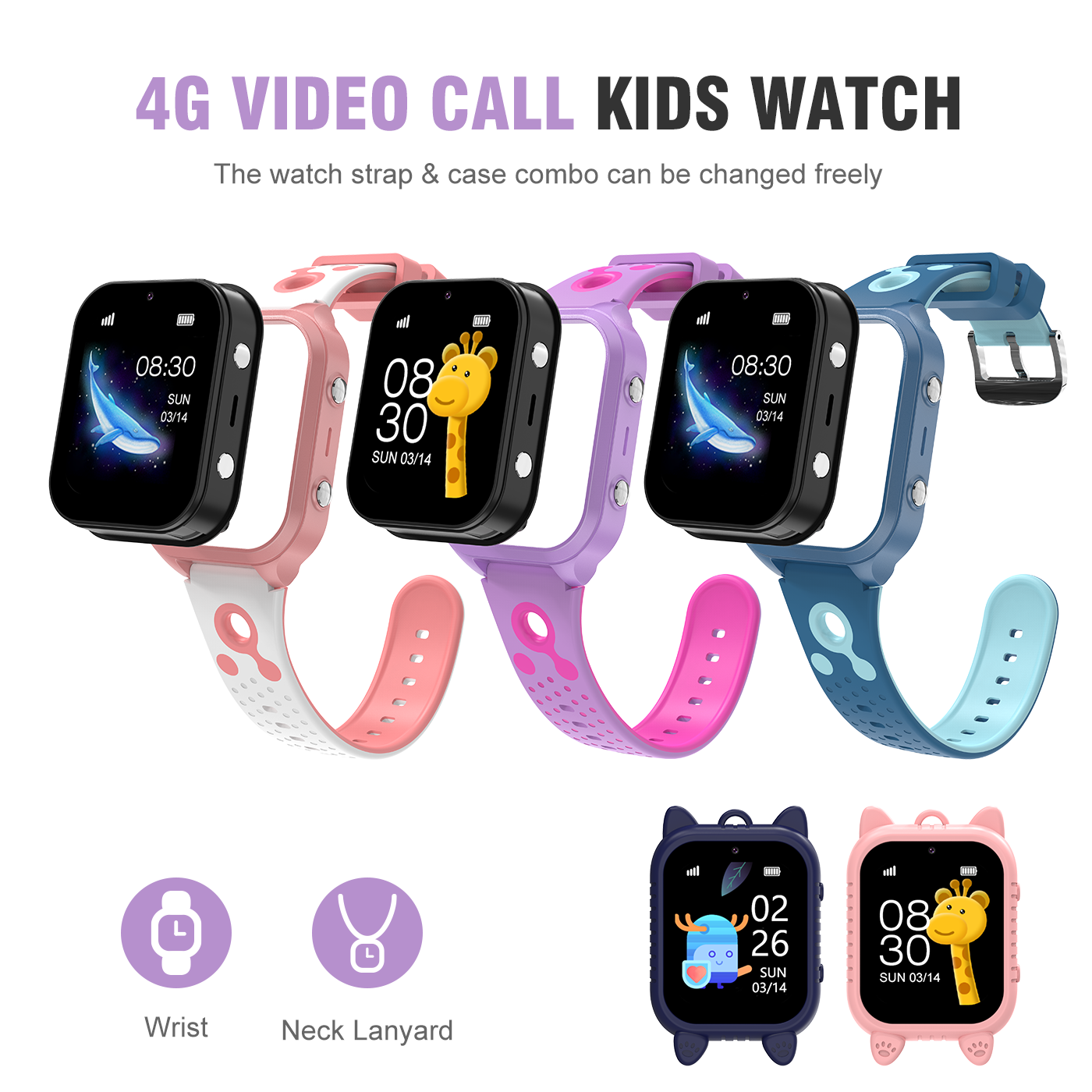 2024 New 4G Kids Smart Watch GPS/LBS/WIFI Location Video Call With SOS ...