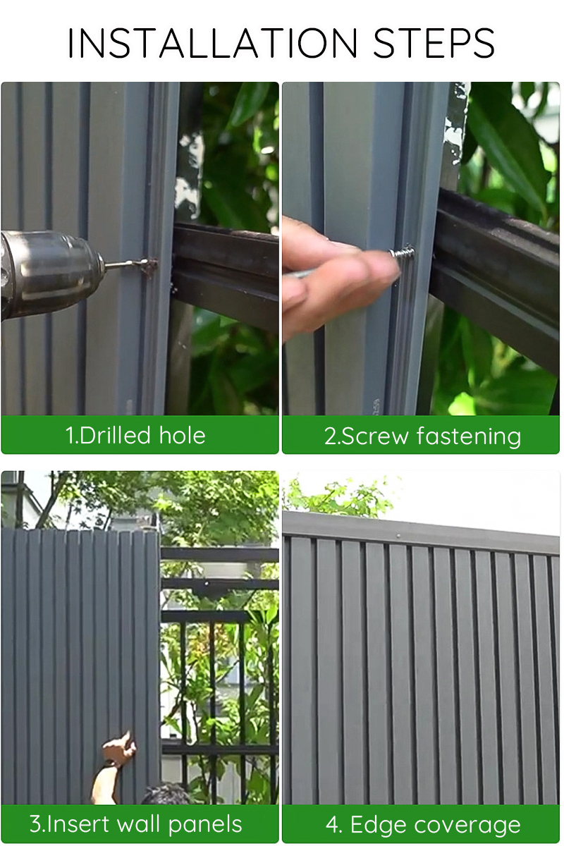 Waterproof Flute Wall Panel Fence Outdoor Plastic-Wood Board Villa ...