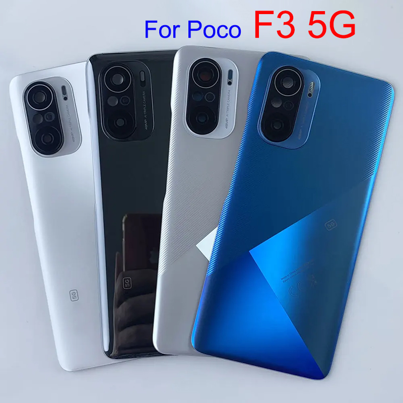 For Poco F3 5G Back Cover Glass Housing Replacement With Camera Lens ...