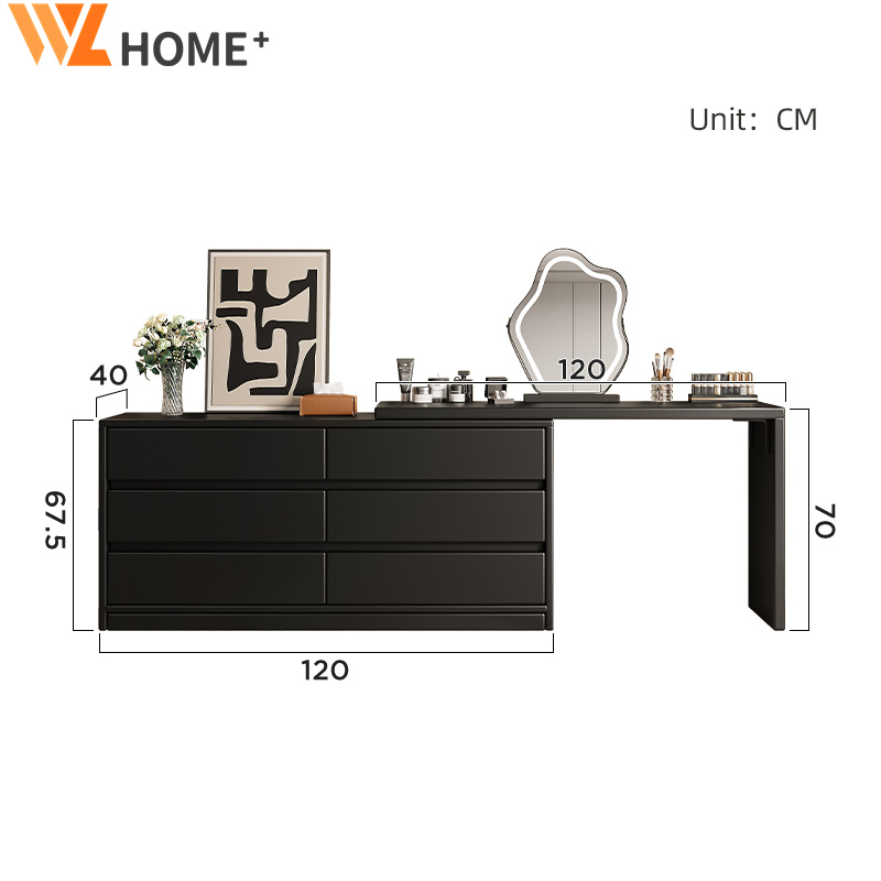 Black Dressing Table Makeup Table LED Mirror DIY L Shape Table ...