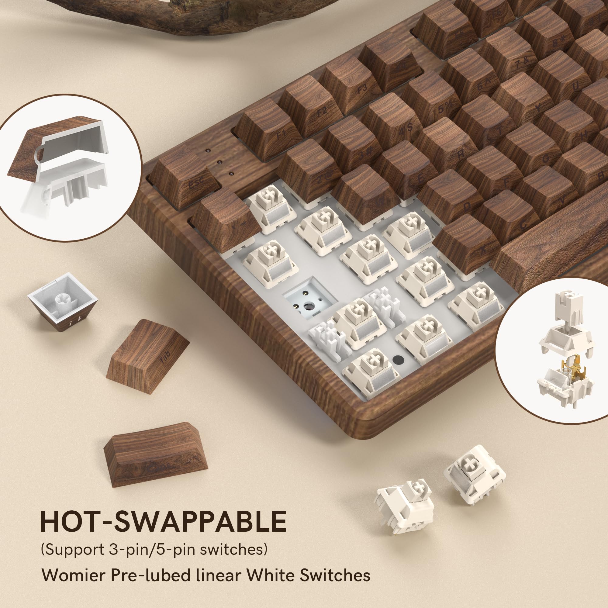 WOMIER F87 Wired Mechanical Gaming Keyboard, 75% Side Printed Backlit ...