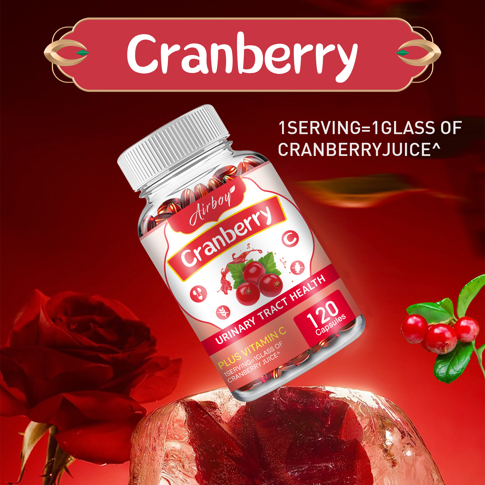 Cranberry - Natural Antioxidant - Highly Absorbed - Immune Health, Uric ...