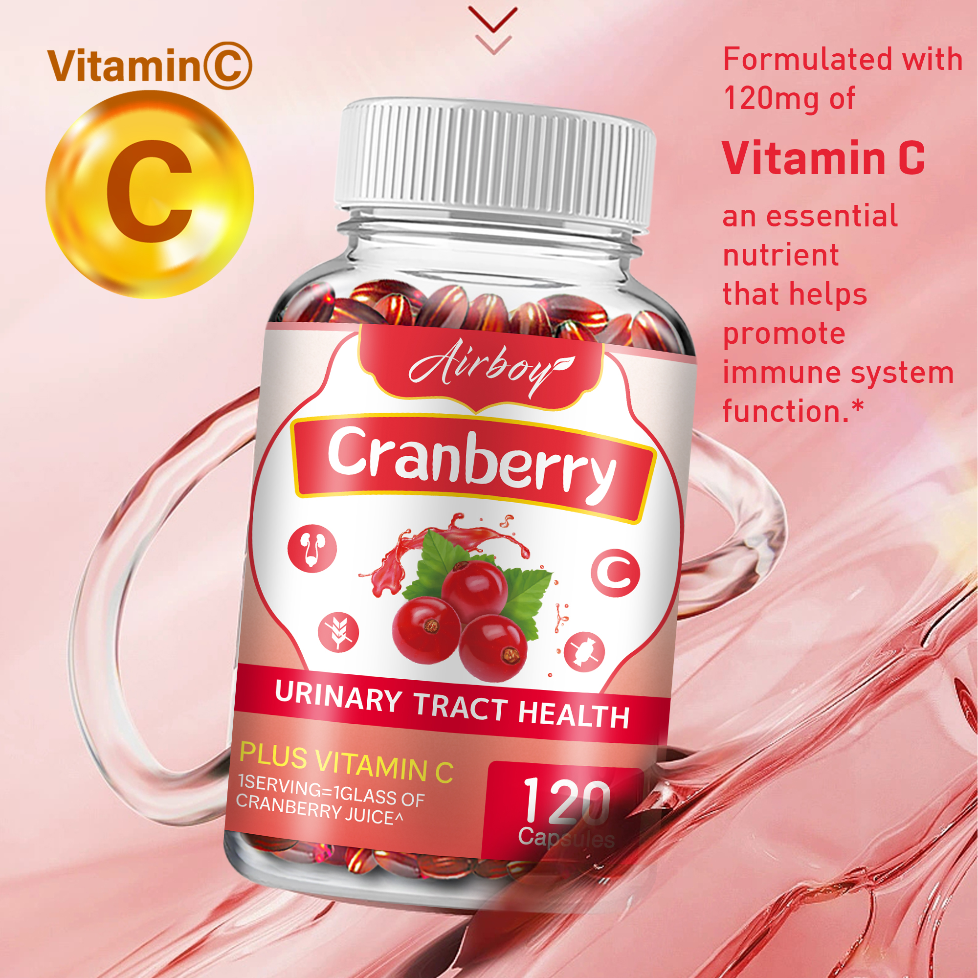 Cranberry - Natural Antioxidant - Highly Absorbed - Immune Health, Uric ...