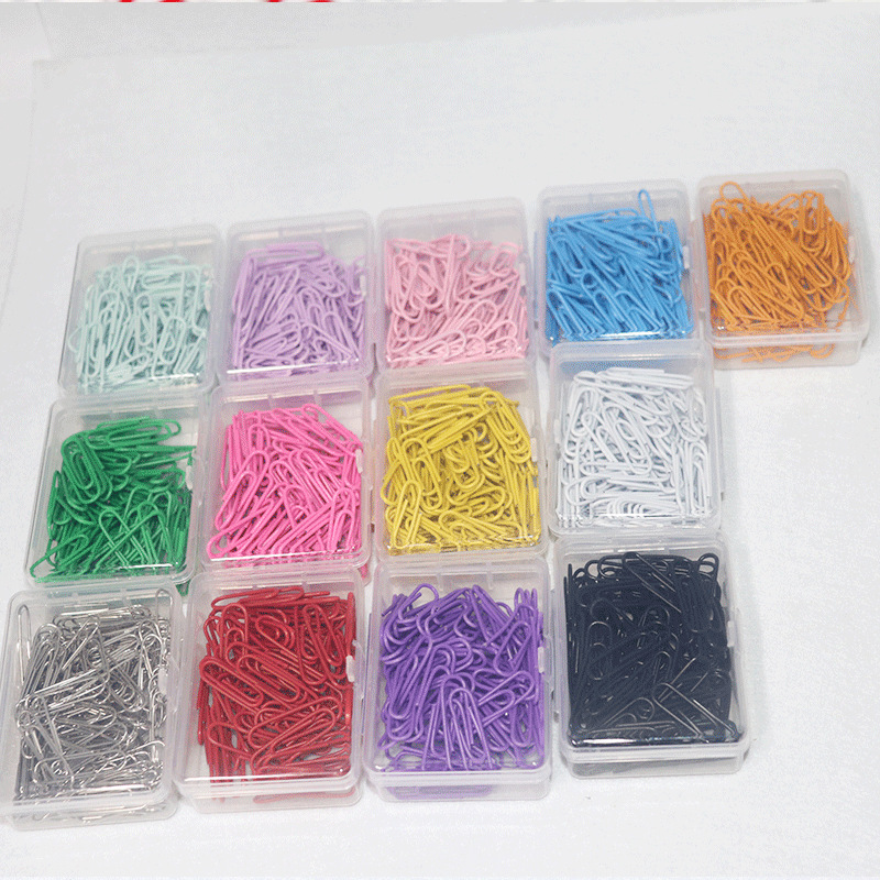 50pcs/box Macaron Color Paper Clips 28mm Metal Round Paper Clip School ...
