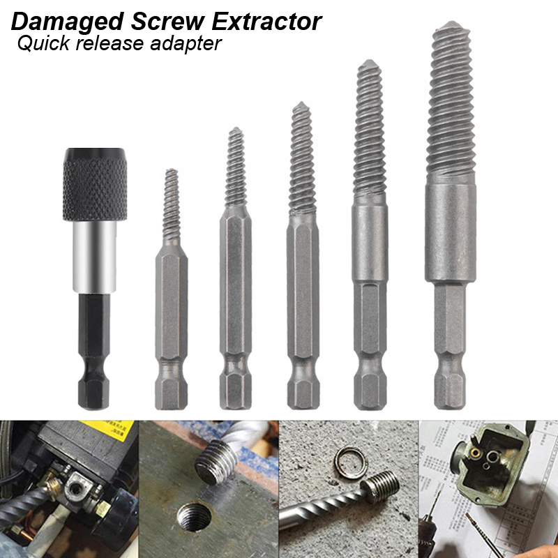 Broken Screw Extractor Set - Spiral Removal Drill Guide for Stripped ...