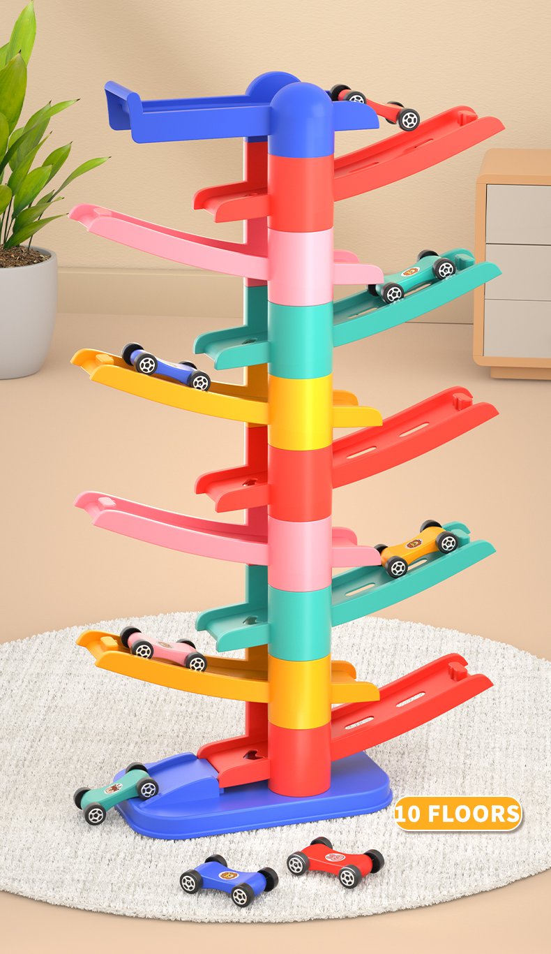 TEMI Children's Toy Car Sliding Track 6 Layer Overspeed Car Toy Set ...