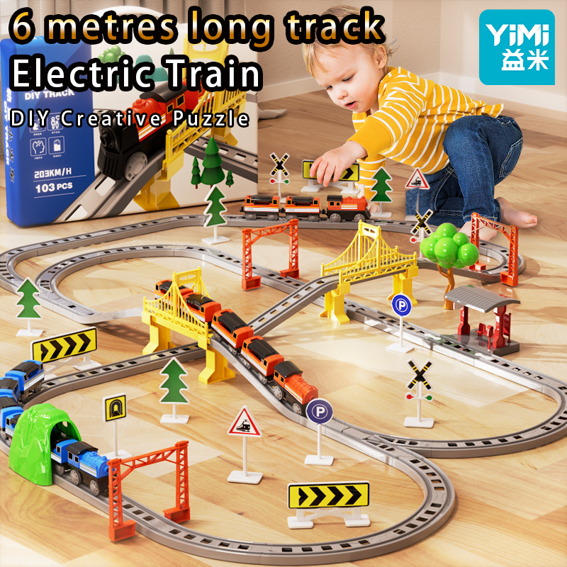 YIMI Boy Car Toys DIY Railway Racing Car Toy 6.8M Train Car Educational ...