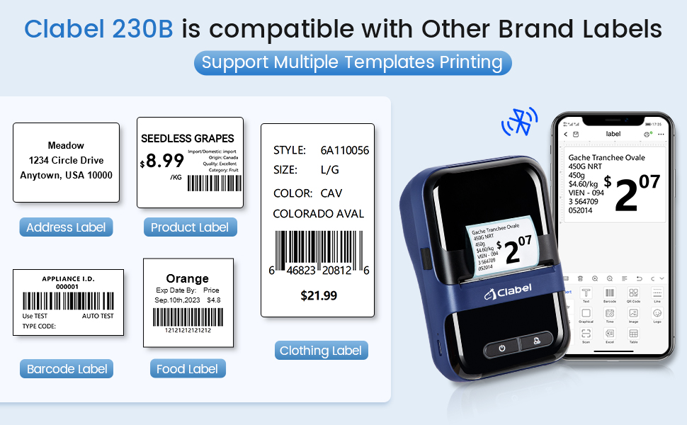 CLABEL 230B HD Portable Label Printer, Sticker Printer For Price, Name ...