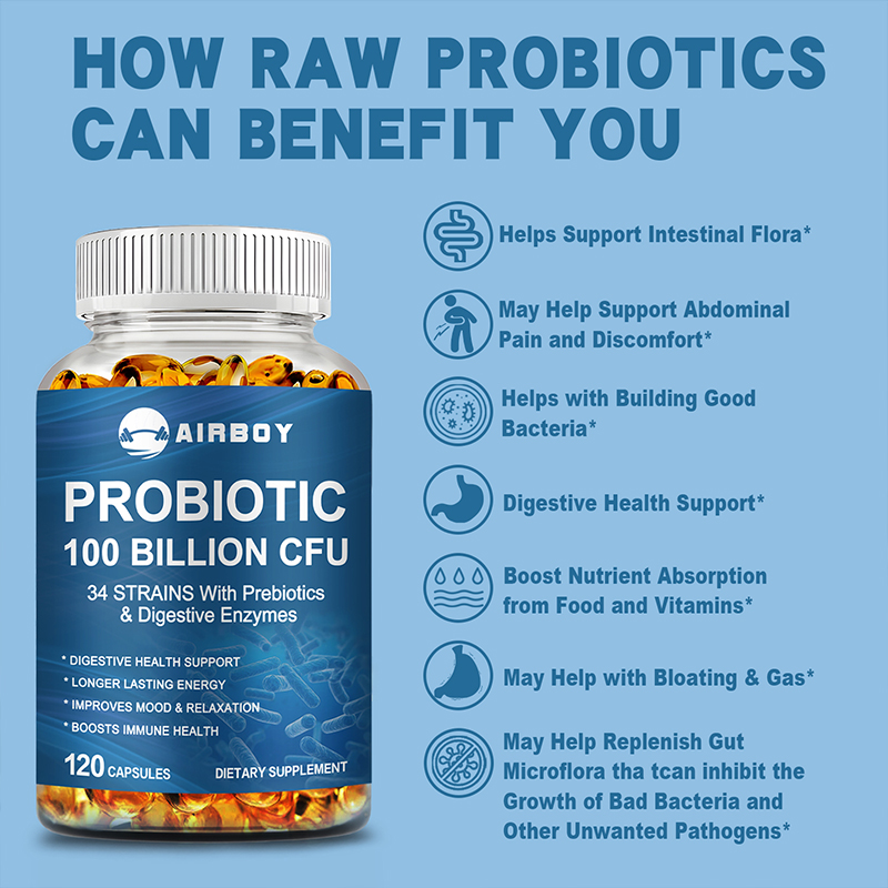 PROBIOTIC 100 BILLION CFU - 34 Strains with Prebiotics & Digestive Enzymes - Improved Mood ...