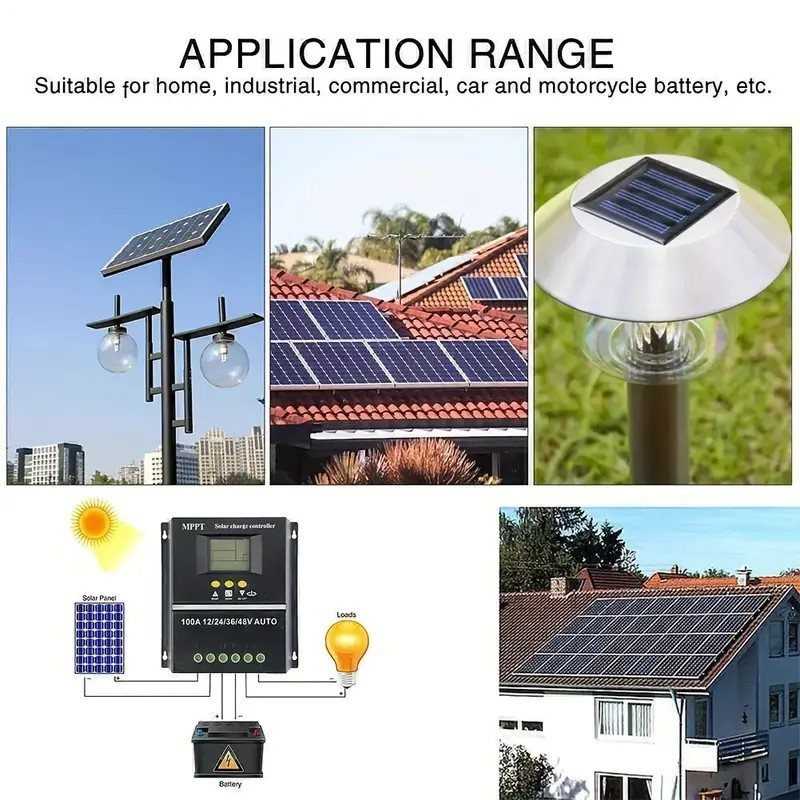 100A MPPT Solar Charge Controller 12V 24V 36V 48V PV Battery Regulator ...