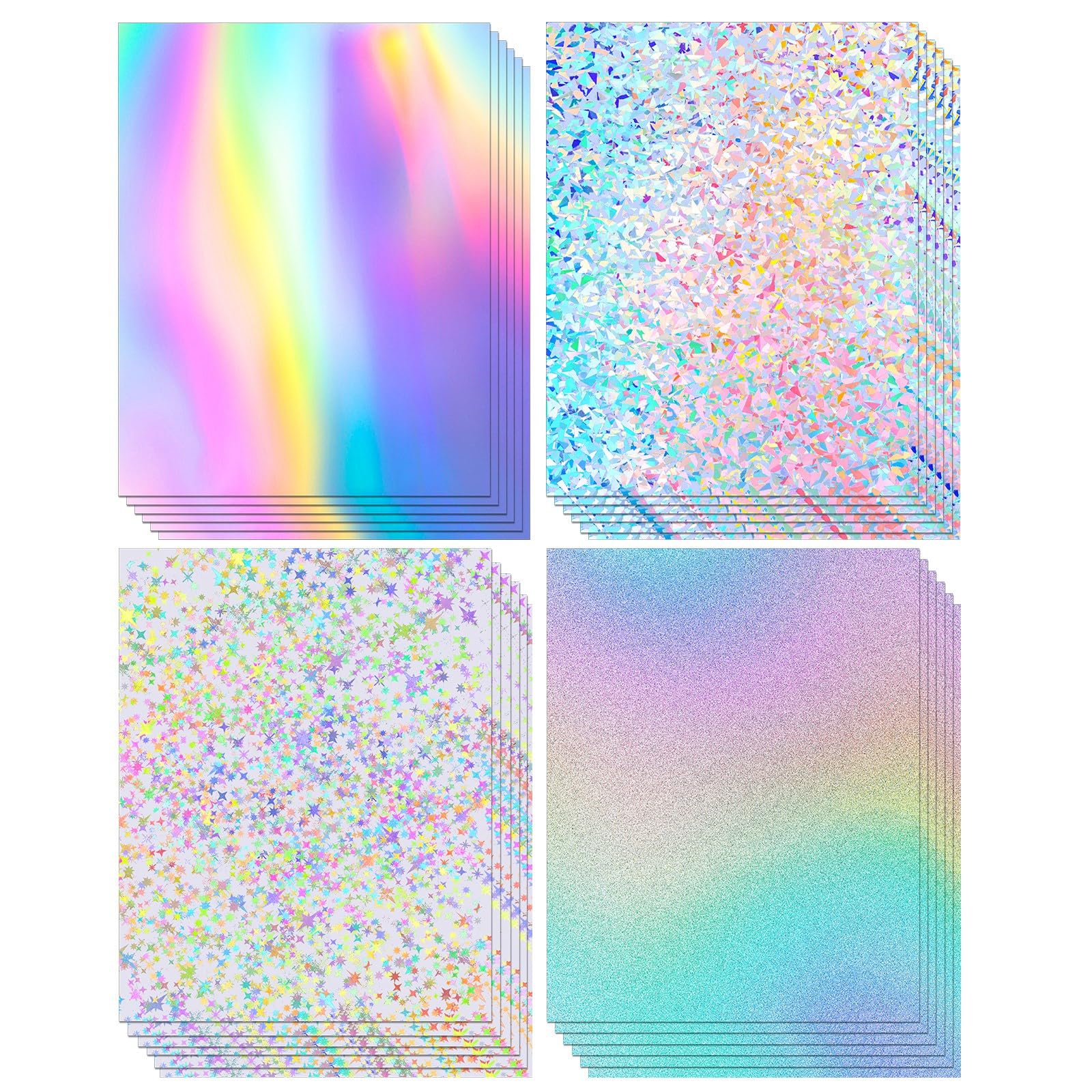 24 Sheets Holographic Cardstock 8.5 x 11, 250gsm/92lb Metallic ...