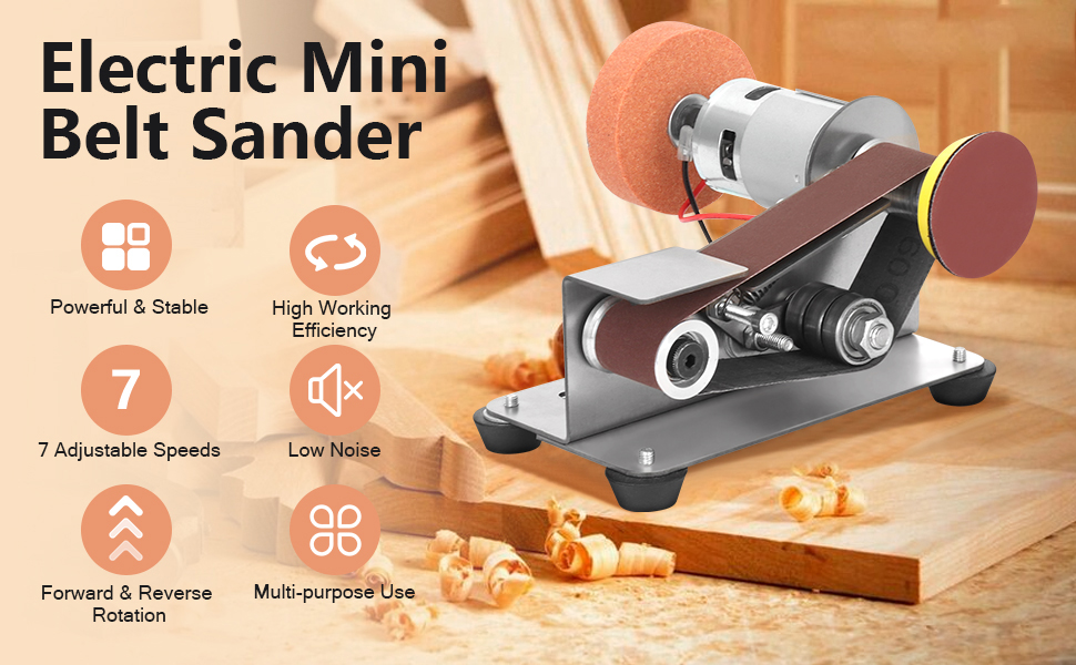 Mini Belt Sander Electric Belt Grinder 7 Adjustable Speed Low Noise 15 ...