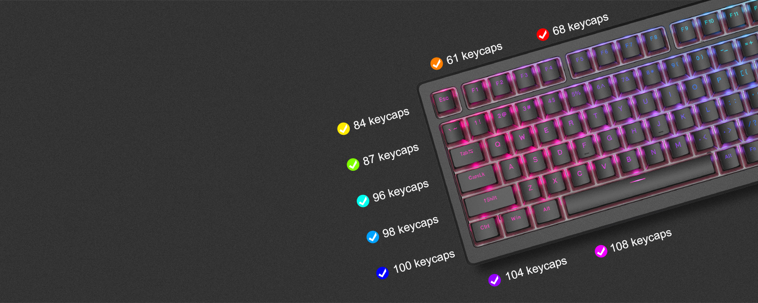 165 Keys Pudding Keycaps OEM Profile Double Shot PBT Key Cap Custom ...