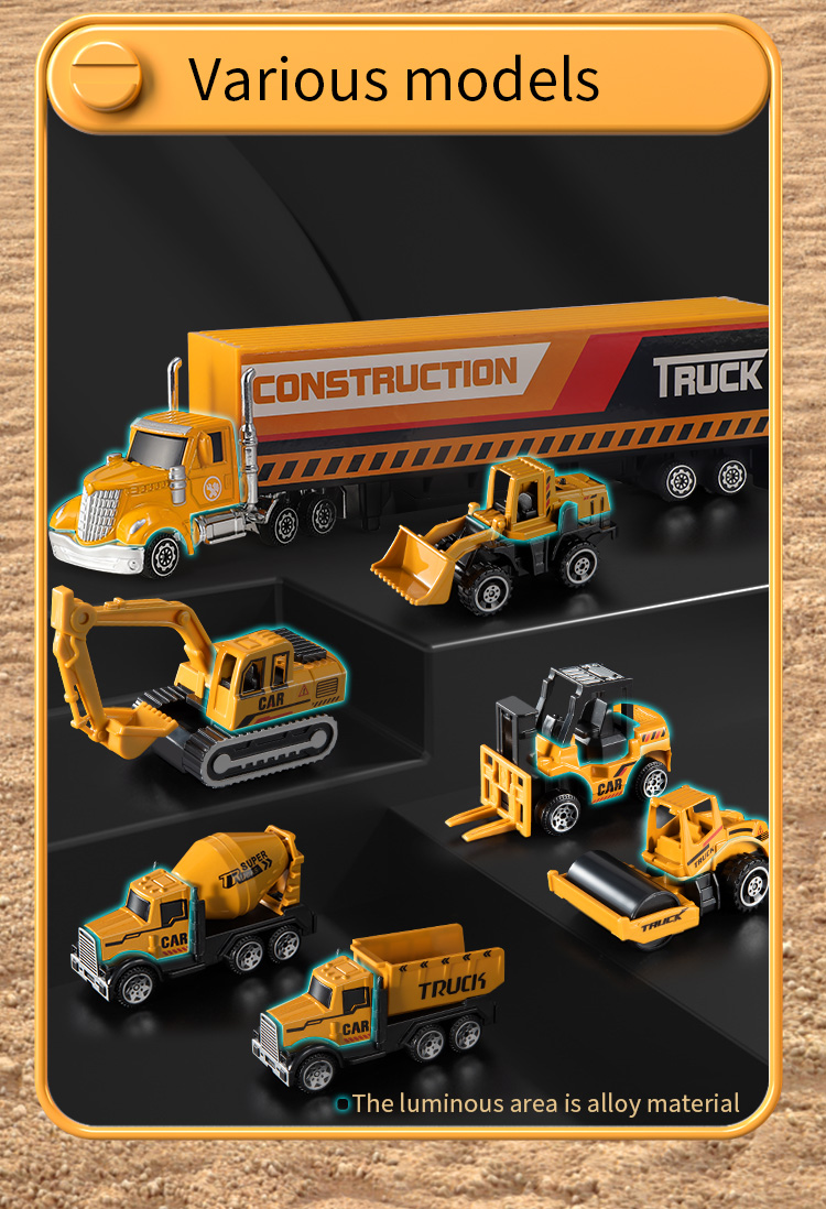 TEMI 6pcs Die Casting Transporter Toy Car Engineering Vehicle Ambulance ...