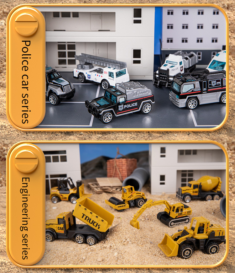 TEMI 6pcs Die Casting Transporter Toy Car Engineering Vehicle Ambulance ...