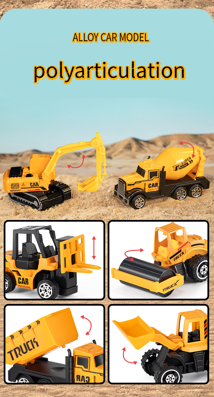 TEMI 6pcs Die Casting Transporter Toy Car Engineering Vehicle Ambulance ...