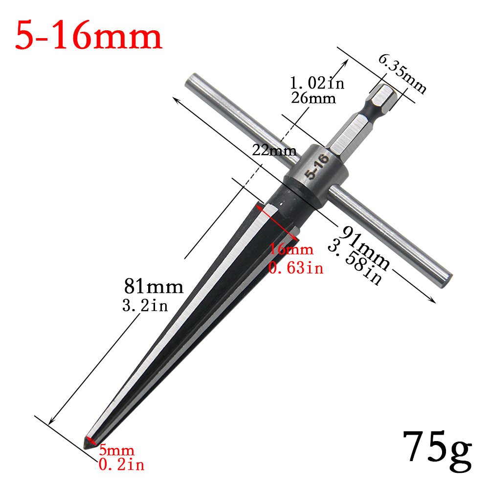 Round and Hex Taper Reamer Set - 3-13mm and 5-16mm Handheld Tools for ...
