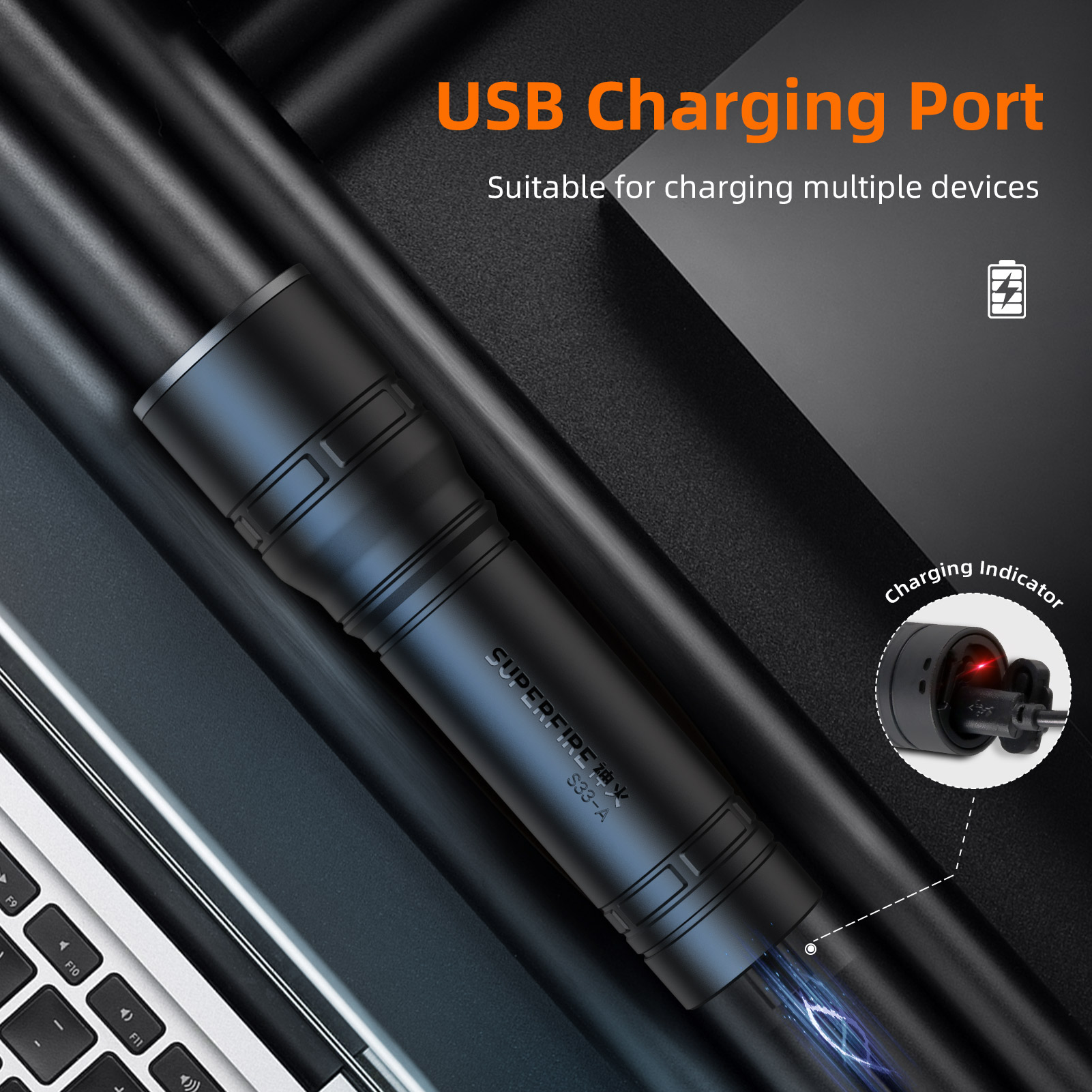 SUPERFIRE S33-A Lampu Suluh Terang LED Rechargeable Torch Light Super Bright Mini Flashlight ...