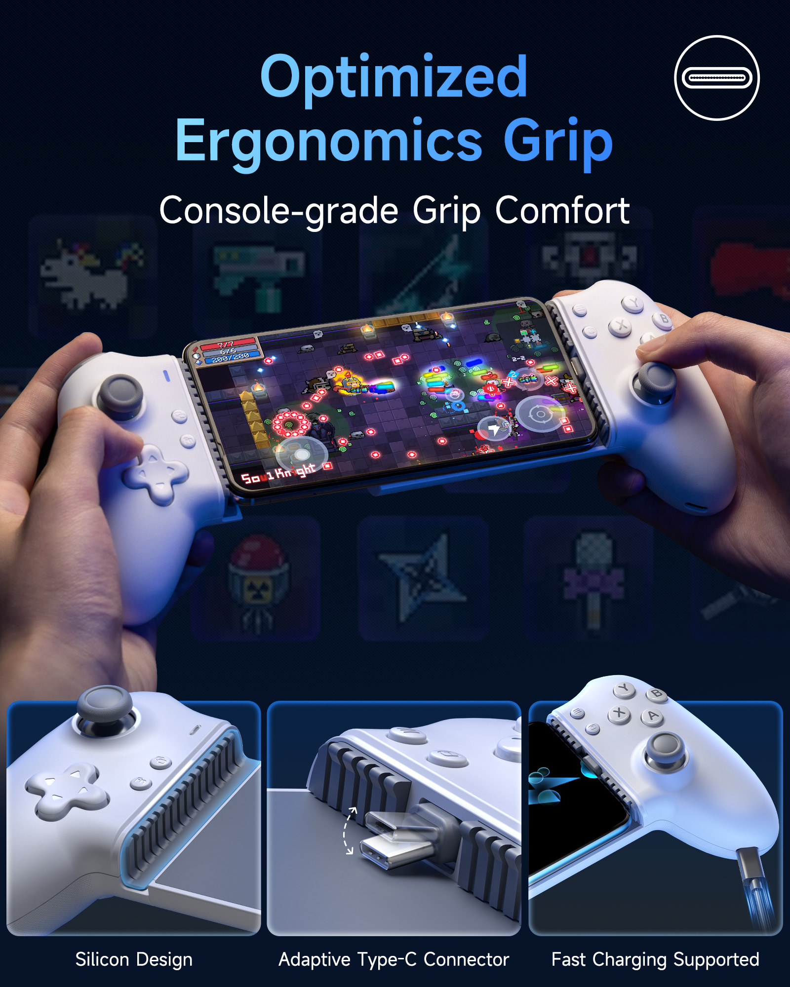 EasySMX M15 Mobile Phone Gamepad Type C Hall Mechanical Controller for ...