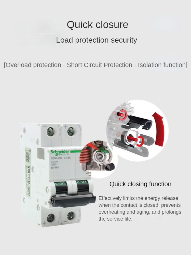 Schneider C65N-DC IC65N-DC 1P 2P A9 Rail type Air switch household solar energy DC Miniature ...