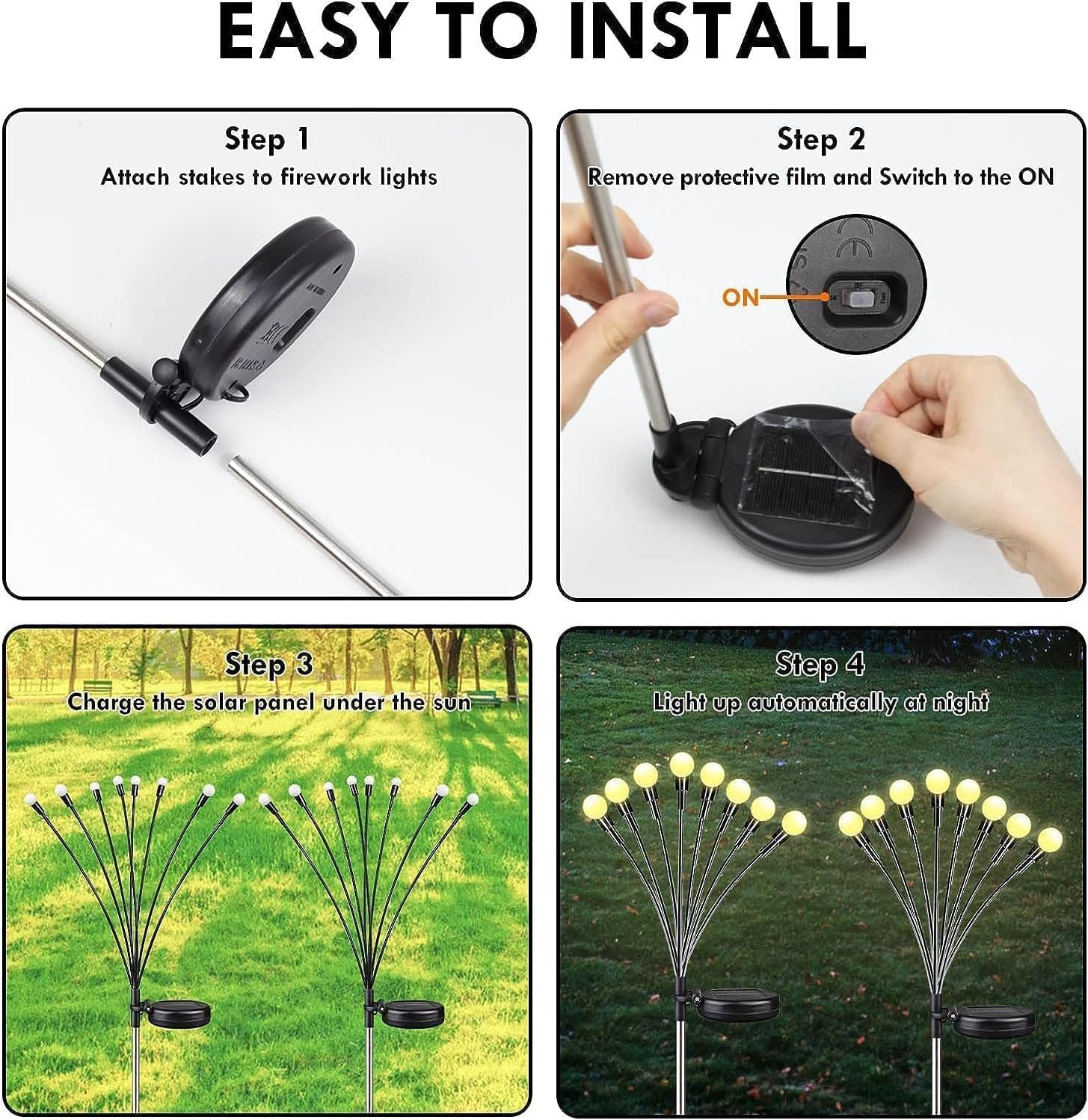 12/10LED Solar Firefly Lights Outdoor Solar Lights Waterproof LED Solar Landscape Lighting for ...