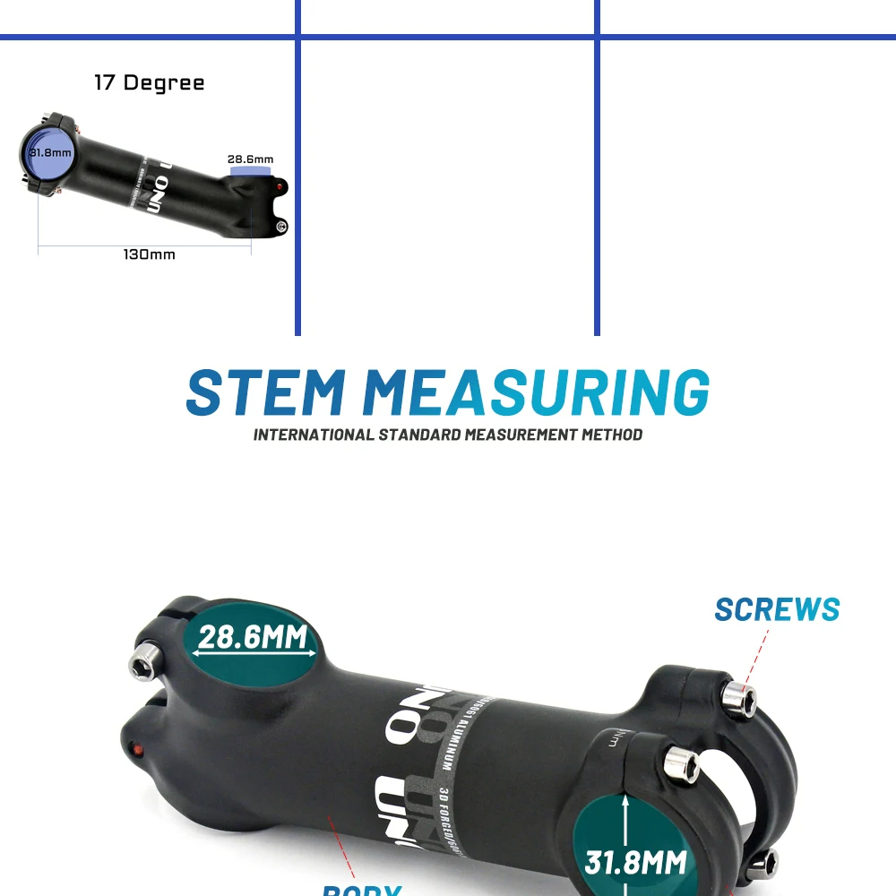 UNO Mountain Bike Stem 7 17 35 Degree Road Bicycle Stems 31.8*60-130mm ...
