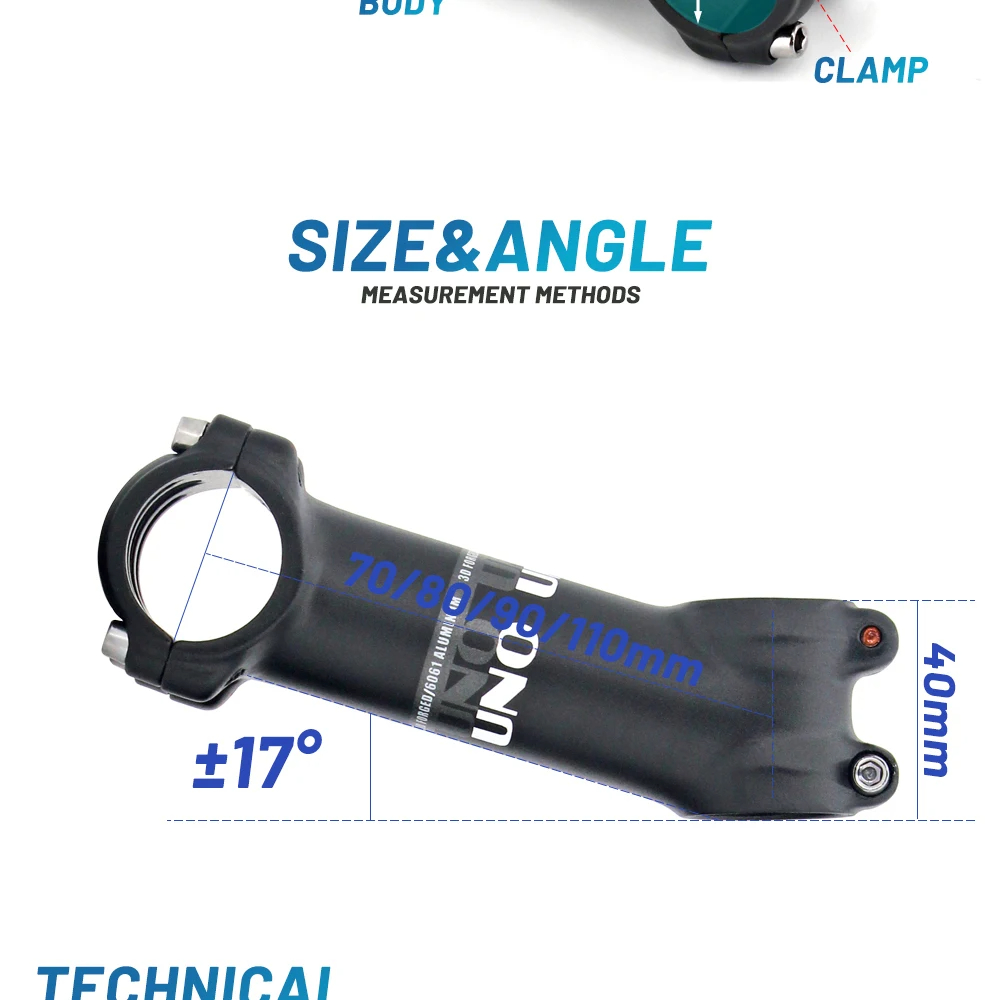 UNO Mountain Bike Stem 7 17 35 Degree Road Bicycle Stems 31.8*60-130mm ...