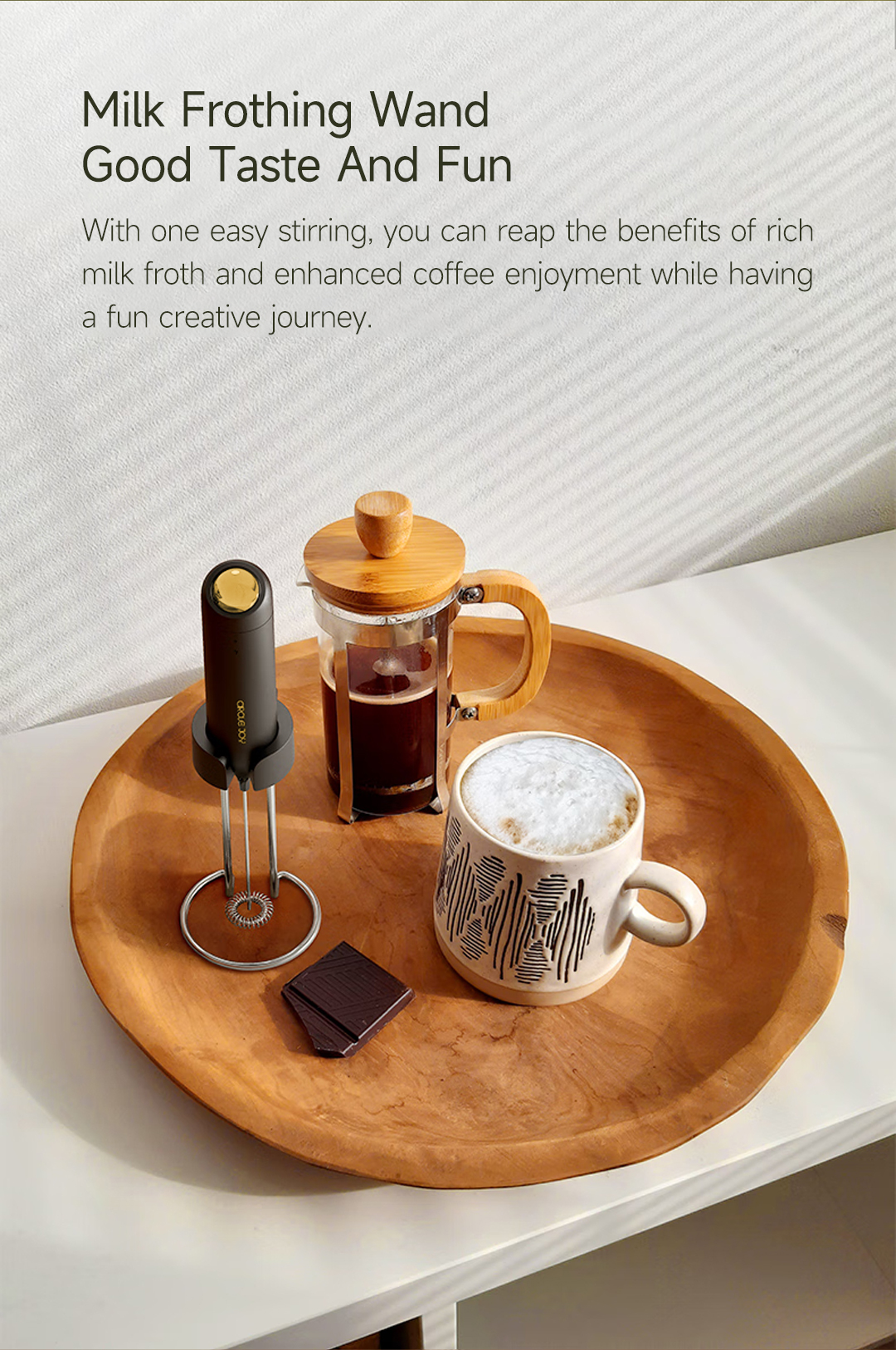 Circle Joy Rechargeable Electric Milk Frother with Bracket Whisk Beater ...