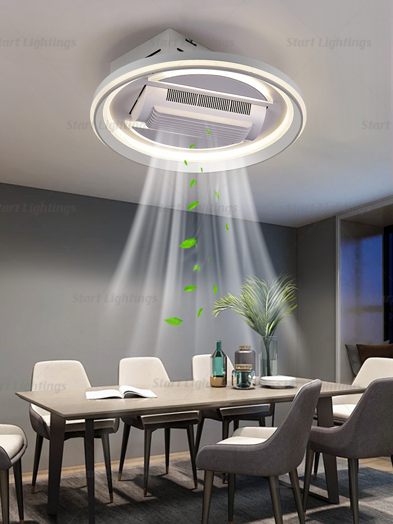 New living room fan LED ceiling light modern minimalist dining room ...