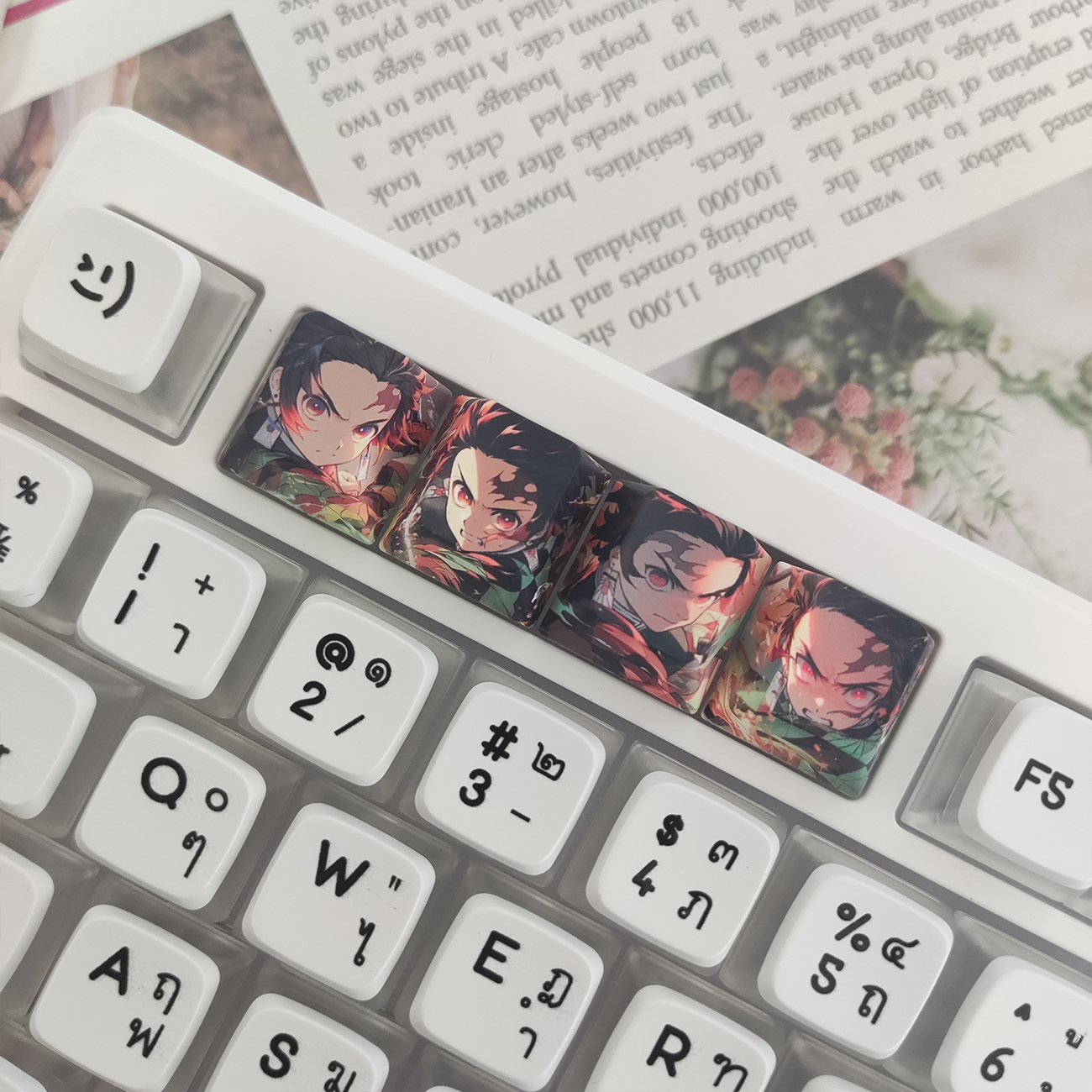 4pcs Demon Slayer PBT Dye Sublimation Cherry Profile R4 Height ...