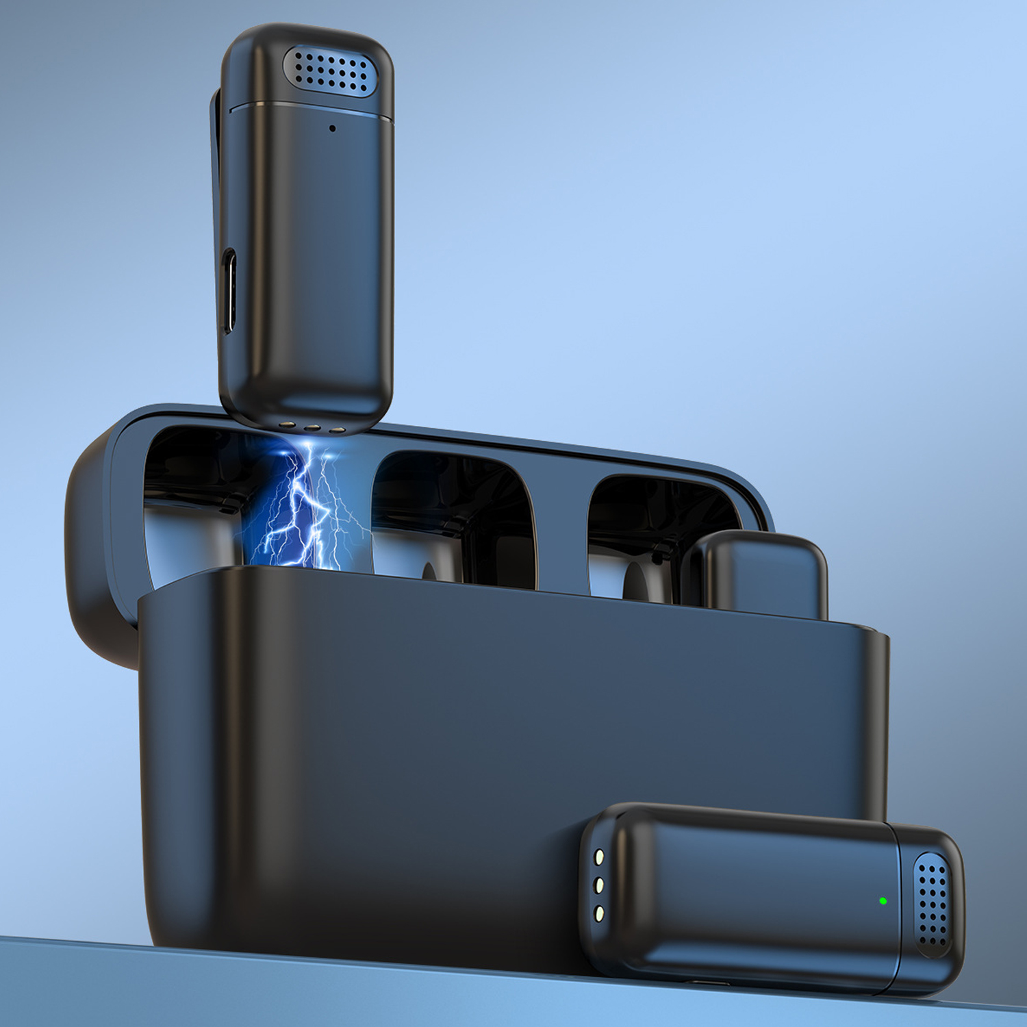 Wireless Lavalier Microphone Charging Case Mic Portable Audio Video ...